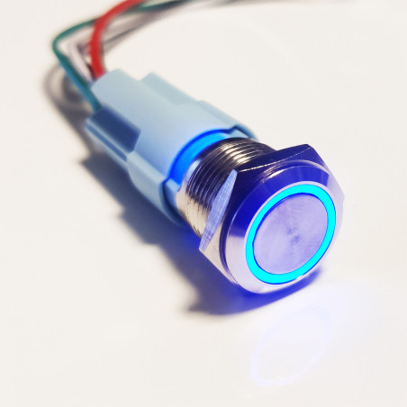 Pulsante Metallo Luminoso Blu 5V Monostabile da 16mm